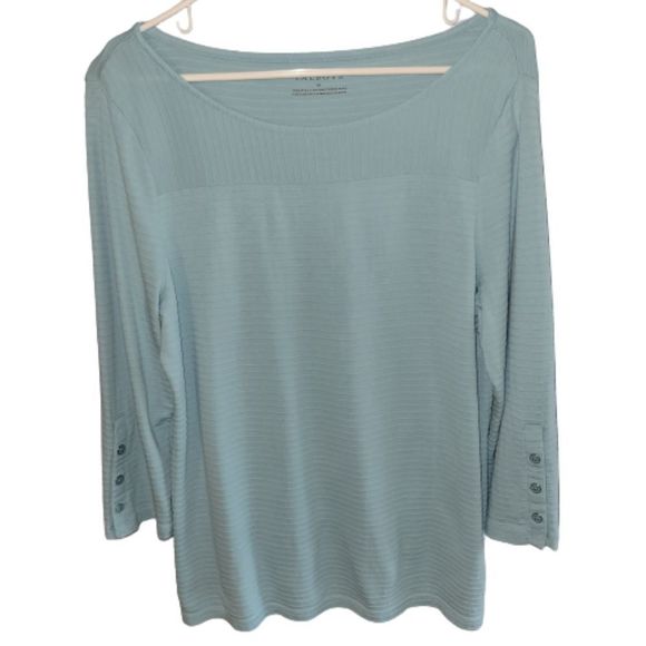 Talbots | Tops | Talbots Light Blueribbed Cotton Blouse | Poshmark